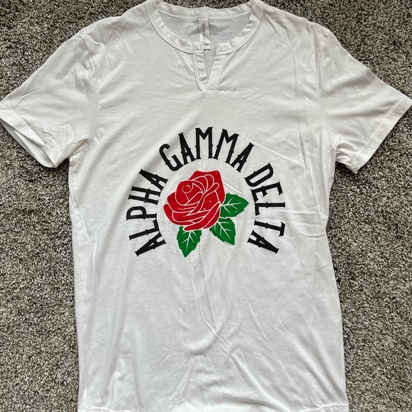 Alpha Gamma Delta | Tops | Alpha Gamma Delta Rose White Tshirt | Poshmark